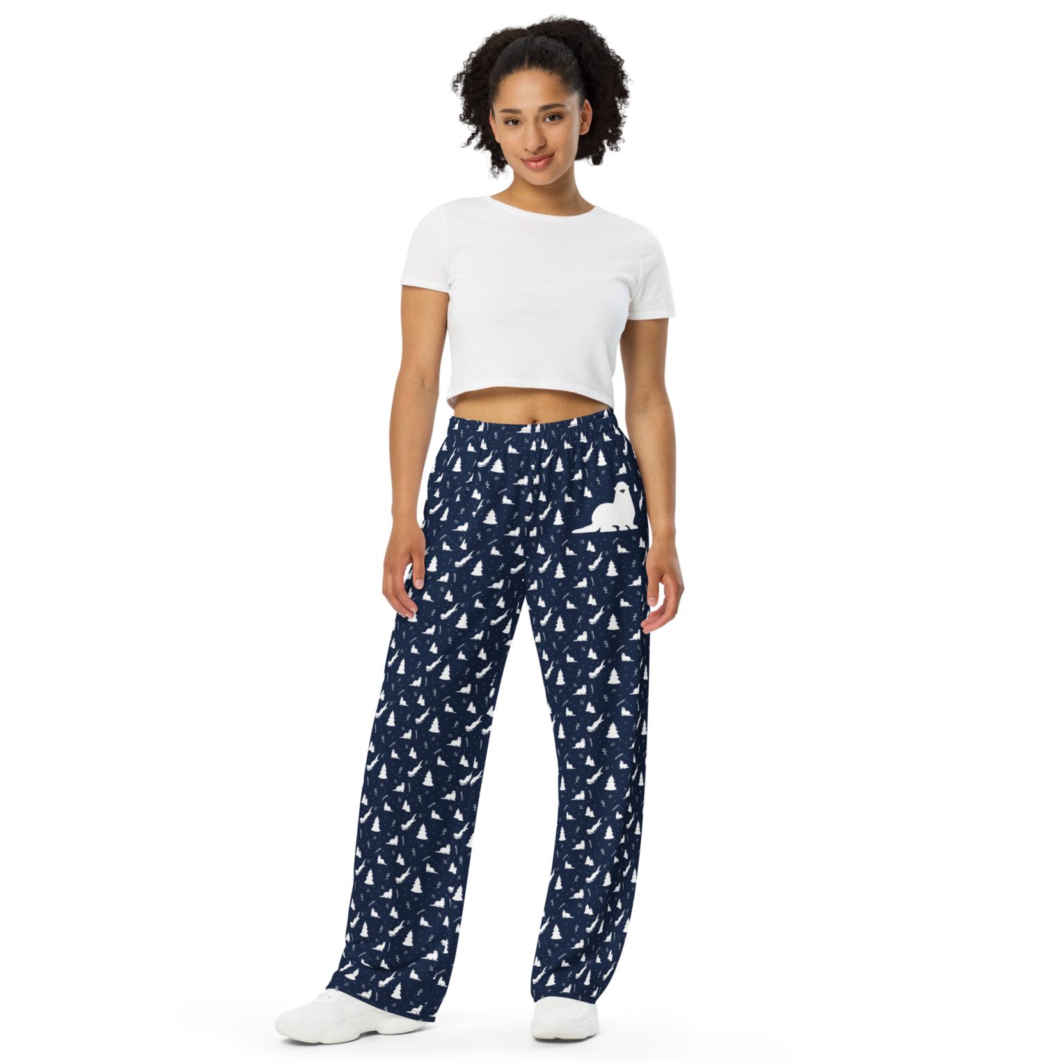 Snowy River Otter Pattern Unisex Wide-Leg Pants